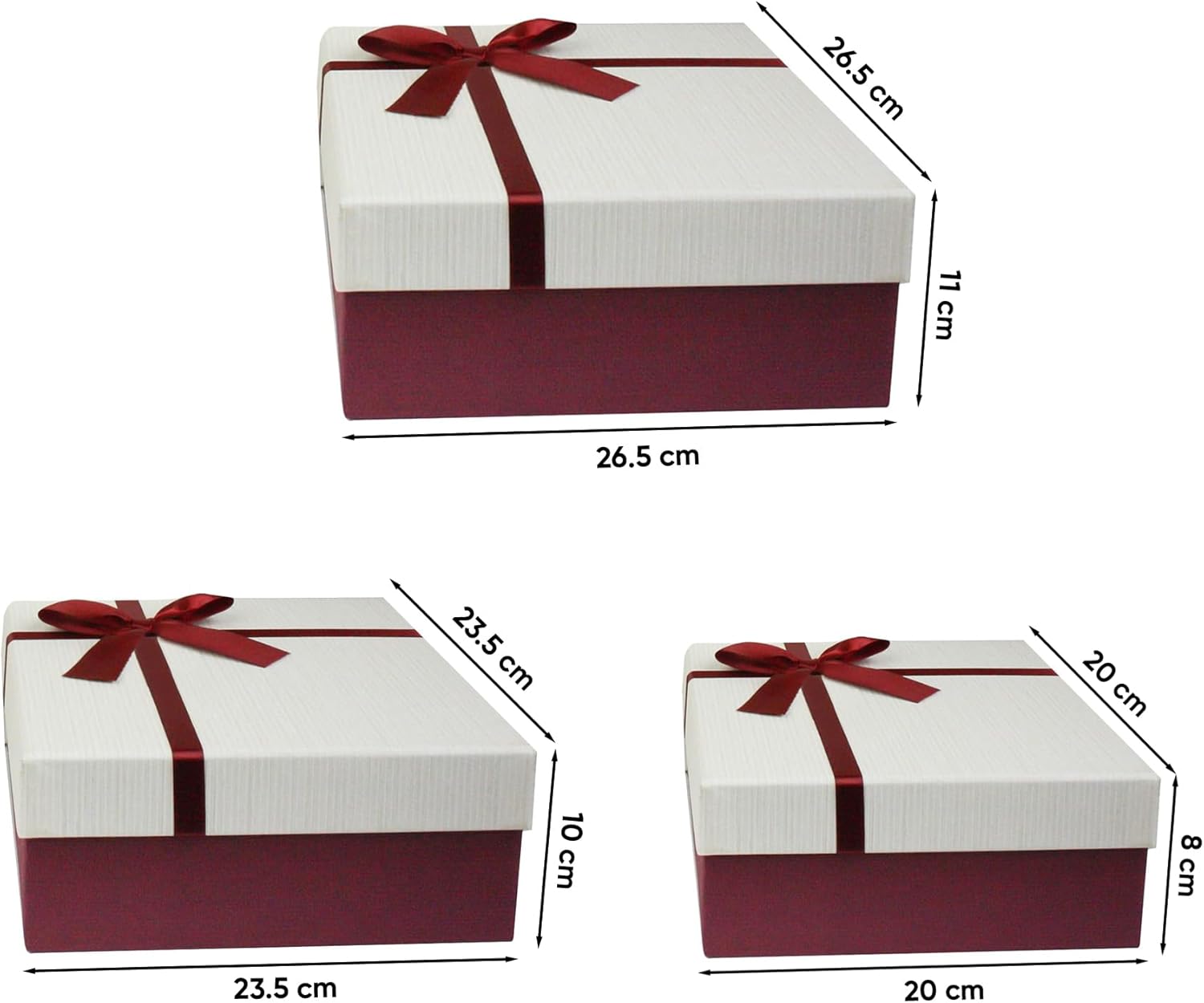 Luxury Burgundy/Cream Gift Boxes - Set of 3 | Emartbuy – EMARTBUY