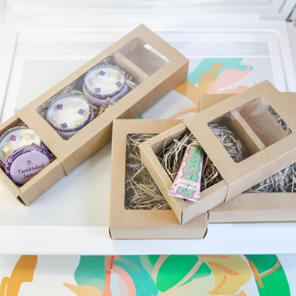 Brown and Black Slide-In Rectangular Kraft Boxes with Clear Window Pac ...