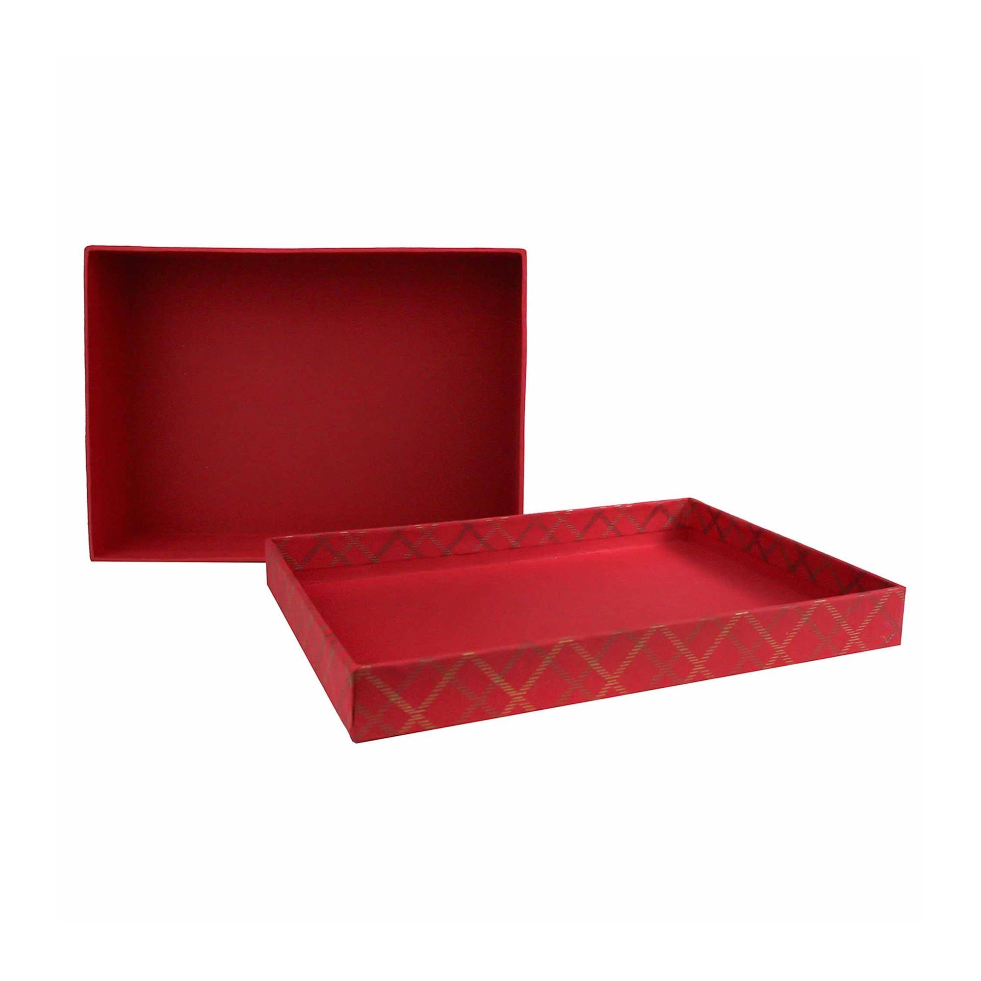 Handcrafted Chequered Red Gift Boxes - Set of 3 (Sizes Available ...