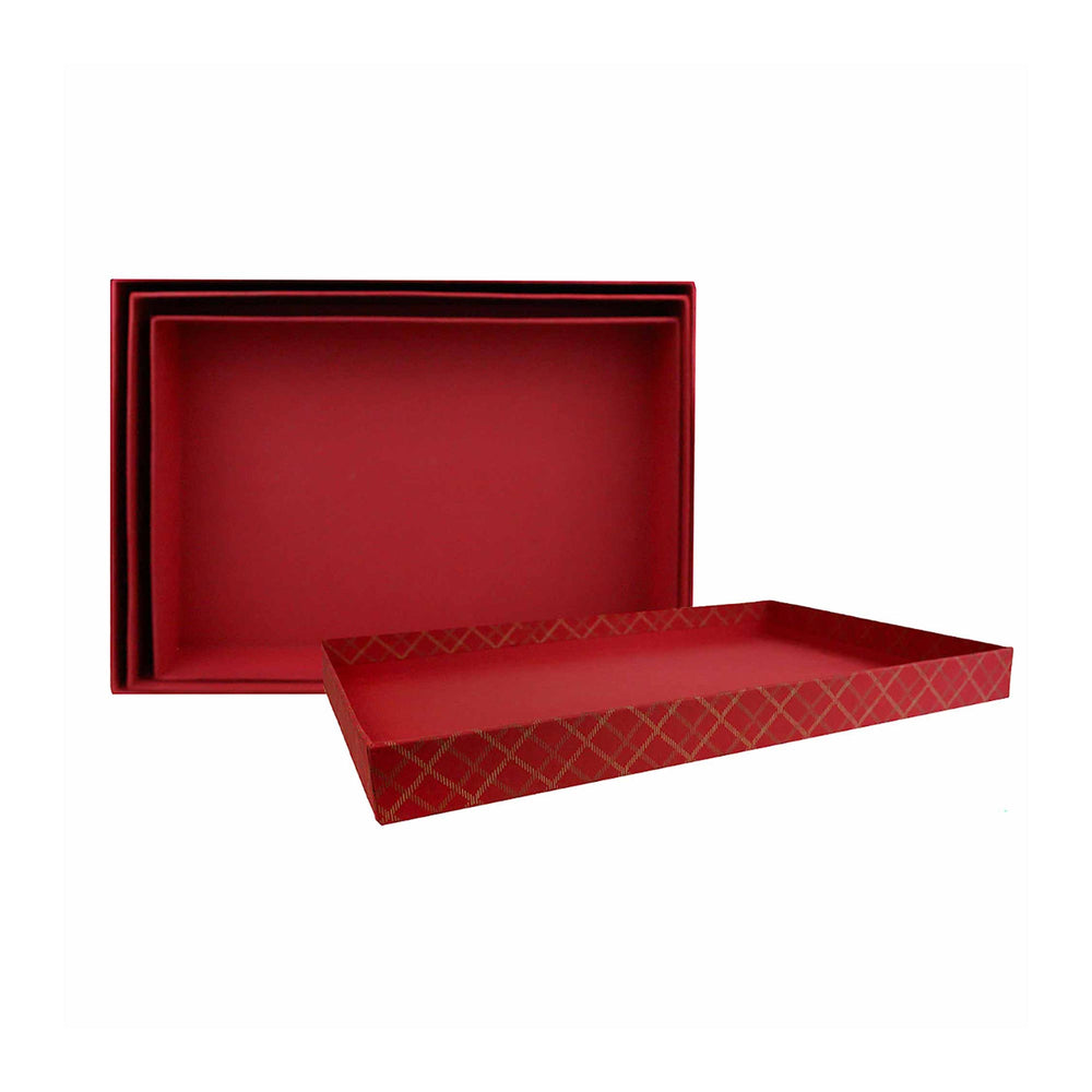 Handcrafted Chequered Red Gift Boxes - Set of 3 (Sizes Available ...